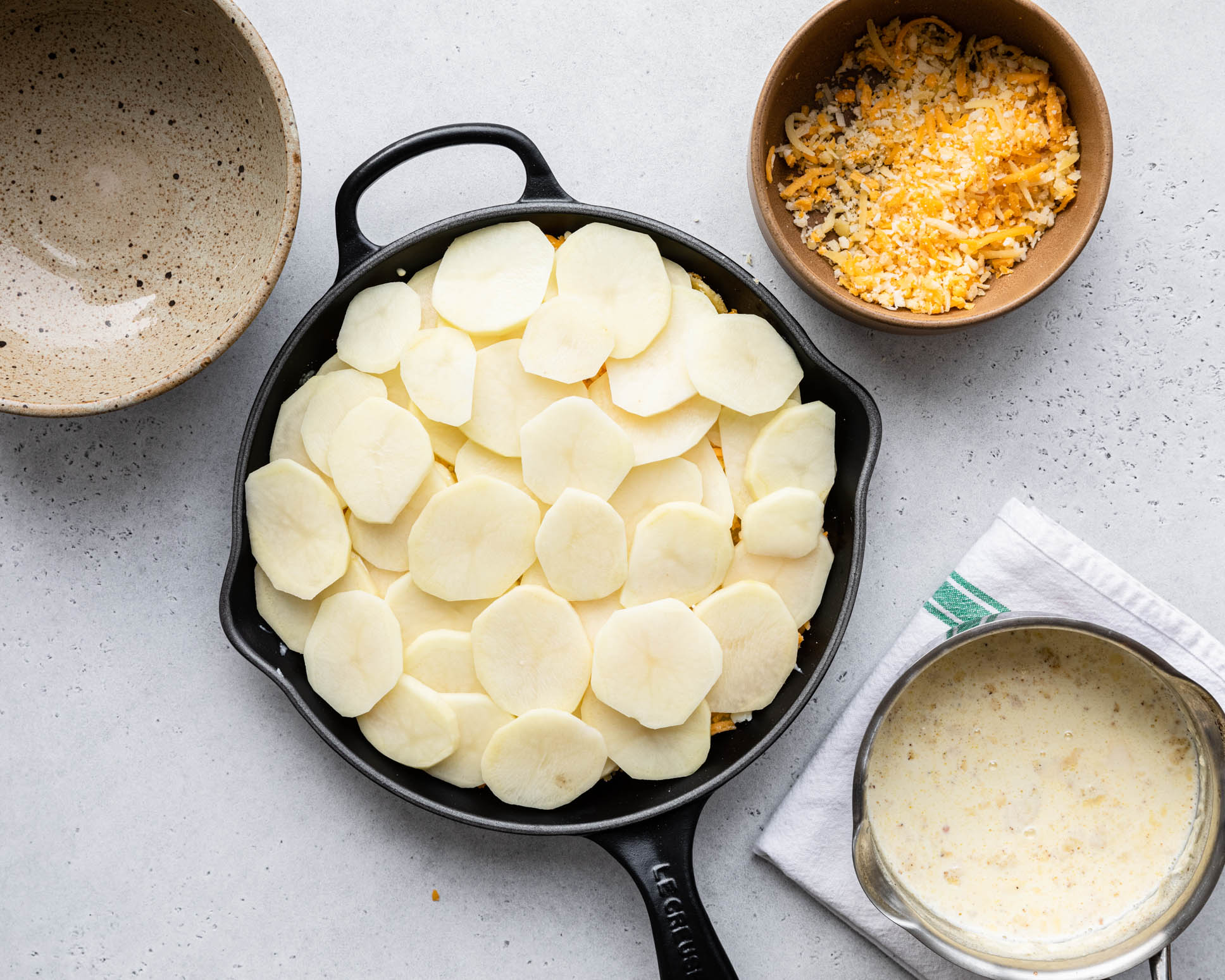 Cheesy Potato Gratin with Garlic and Shallots - rachel gurjar